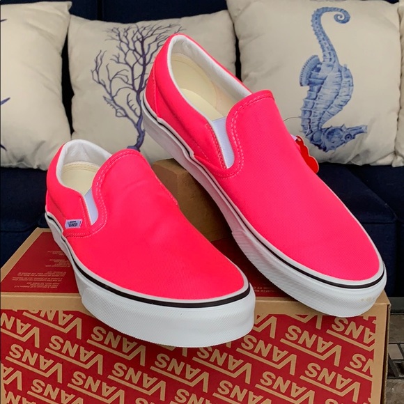 Vans | Shoes | Vans Classic Slip On Neon Knockout Pinktr Wht Wmn | Poshmark